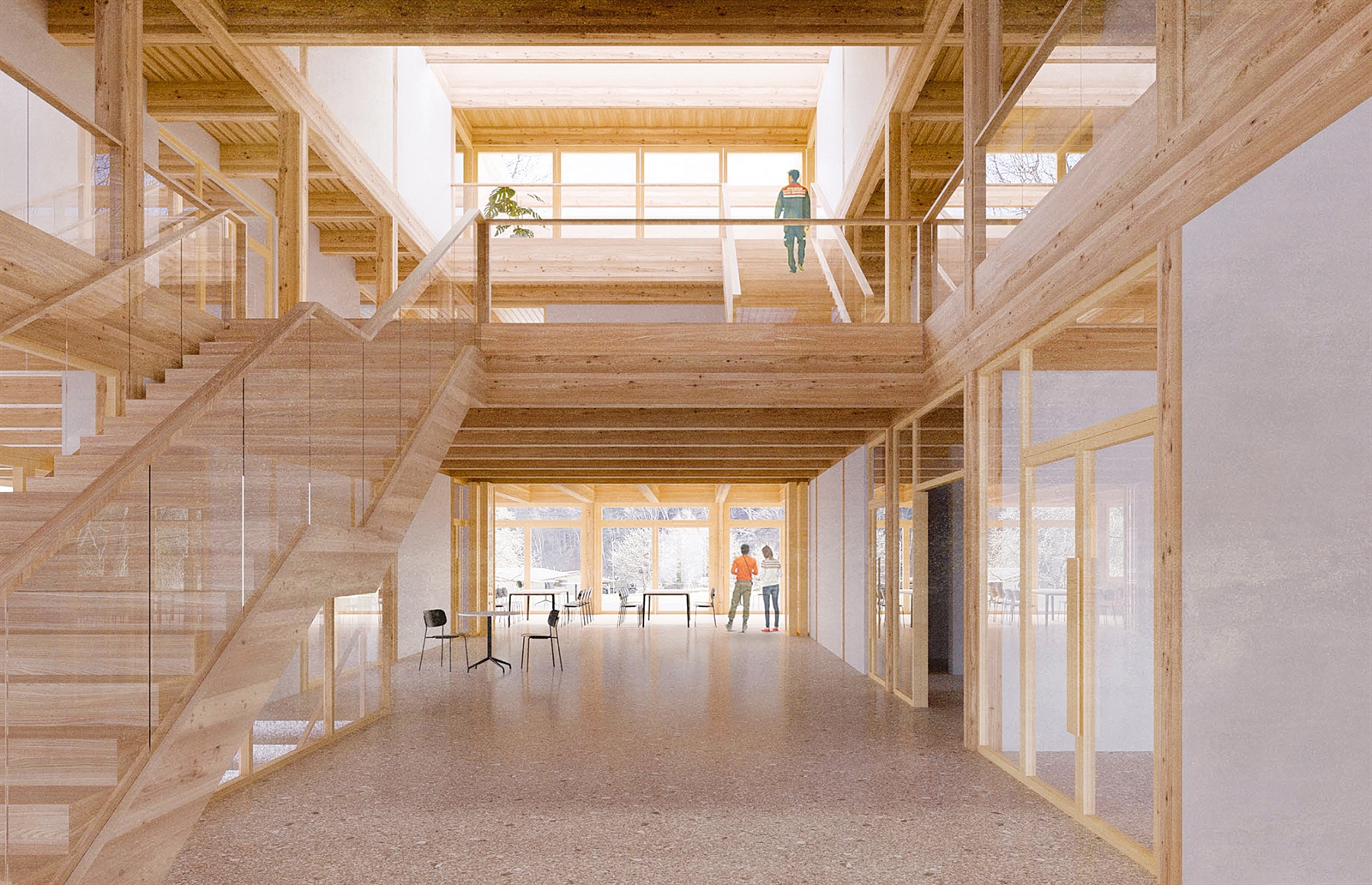 Dreigeschossiger Holzbau für neues Ausbildungszentrum im Meiersboda